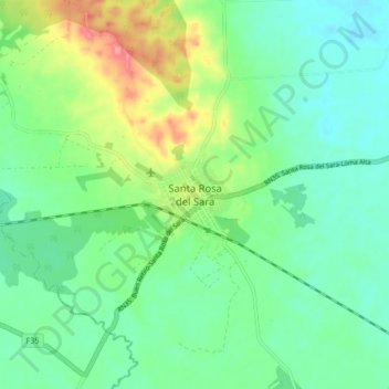 Mapa topográfico Santa Rosa del Sara, altitud, relieve
