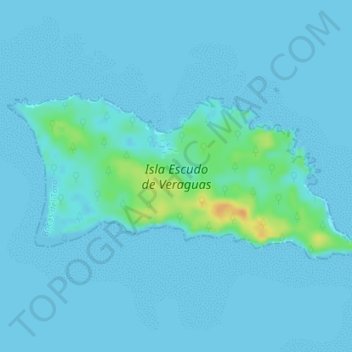 Mapa topográfico Isla Escudo de Veraguas, altitud, relieve